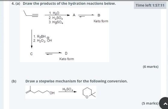 Solved a) Draw the products of the hydration reactions | Chegg.com