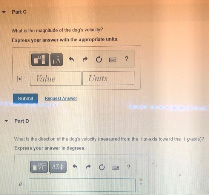 Solved A dog running in an open field has components of | Chegg.com