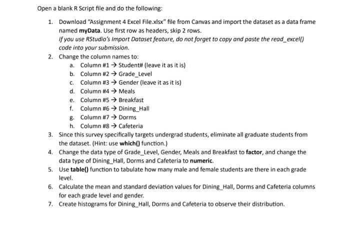 Open a blank R Script file and do the following: 1. | Chegg.com