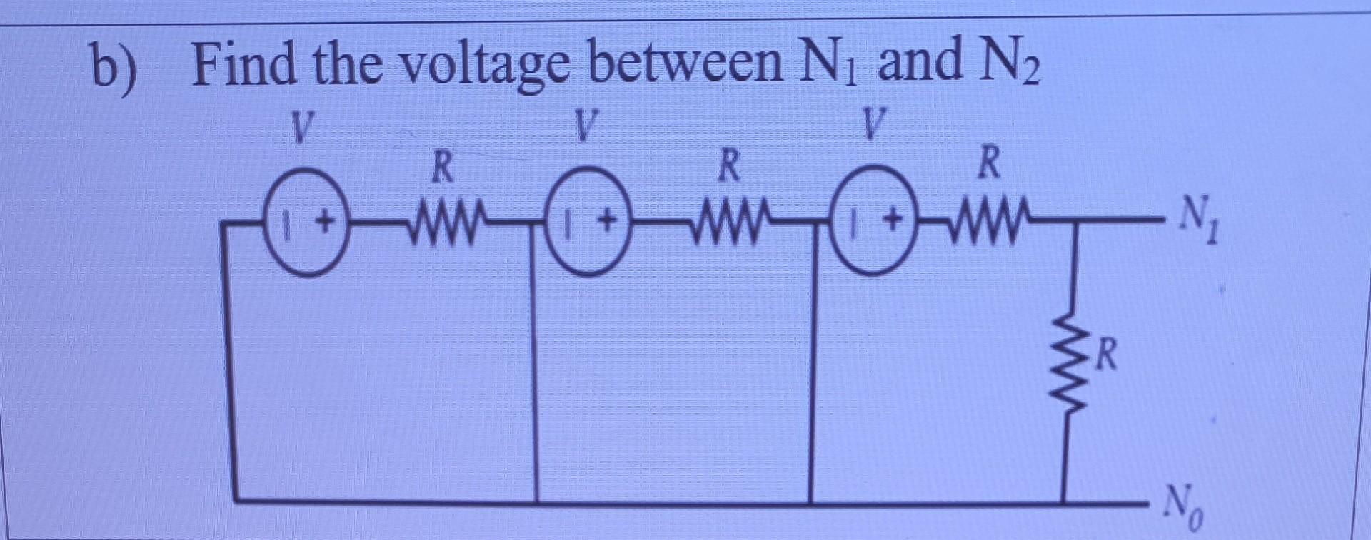 Solved b) Find the voltage between N1 and N2 | Chegg.com