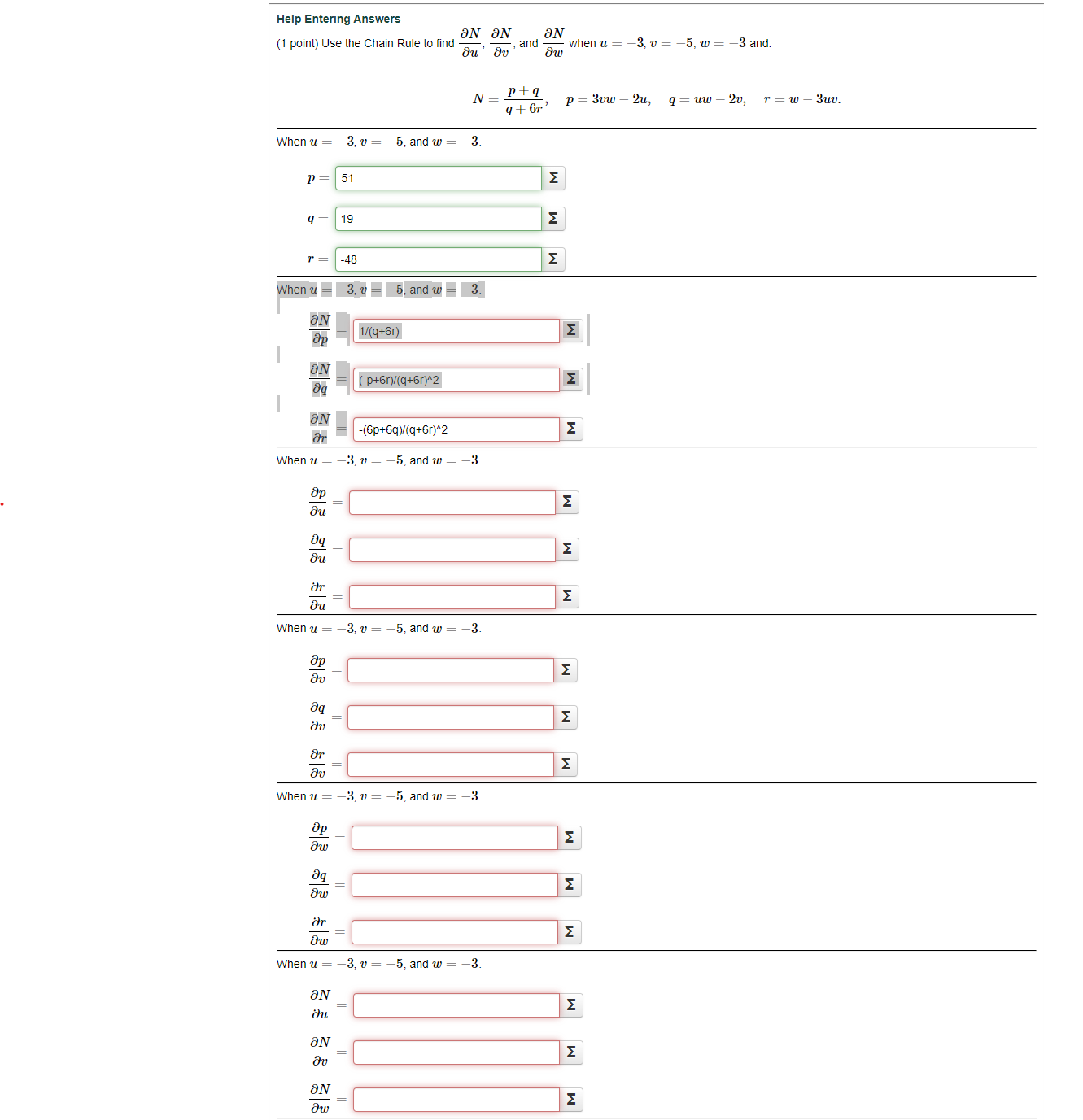 Solved Help Entering Answers(1 ﻿point) ﻿Use the Chain Rule | Chegg.com