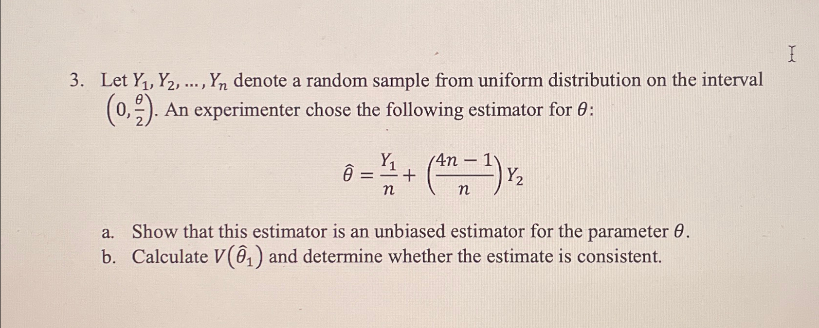 Solved Let Y1,Y2,dots,Yn ﻿denote a random sample from | Chegg.com
