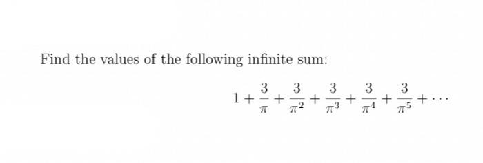 Solved Find the values of the following infinite sum: | Chegg.com