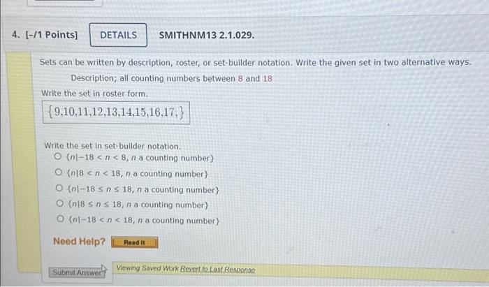 Solved 4. [-/1 Points] DETAILS Sets can be written by | Chegg.com