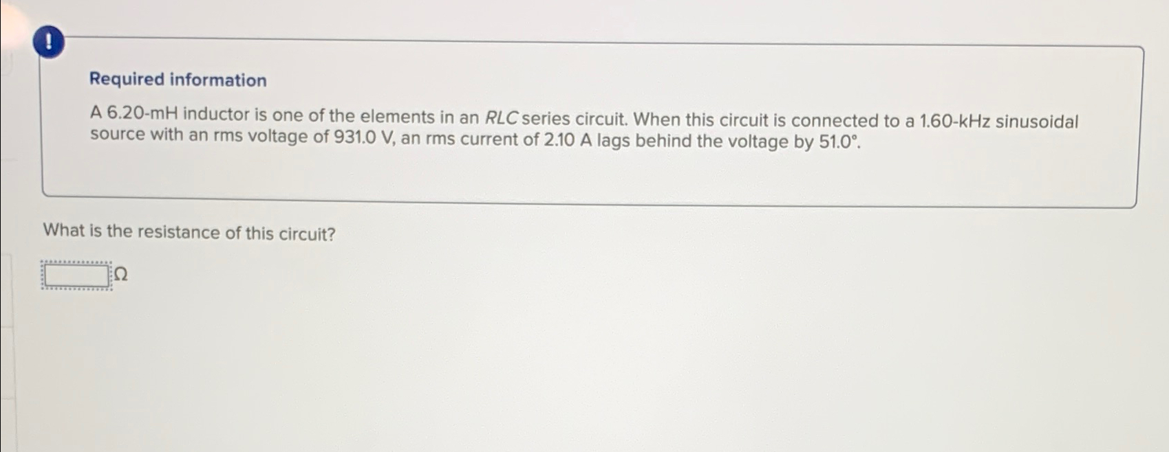 Solved Required informationA 6.20-mH inductor is one of the | Chegg.com