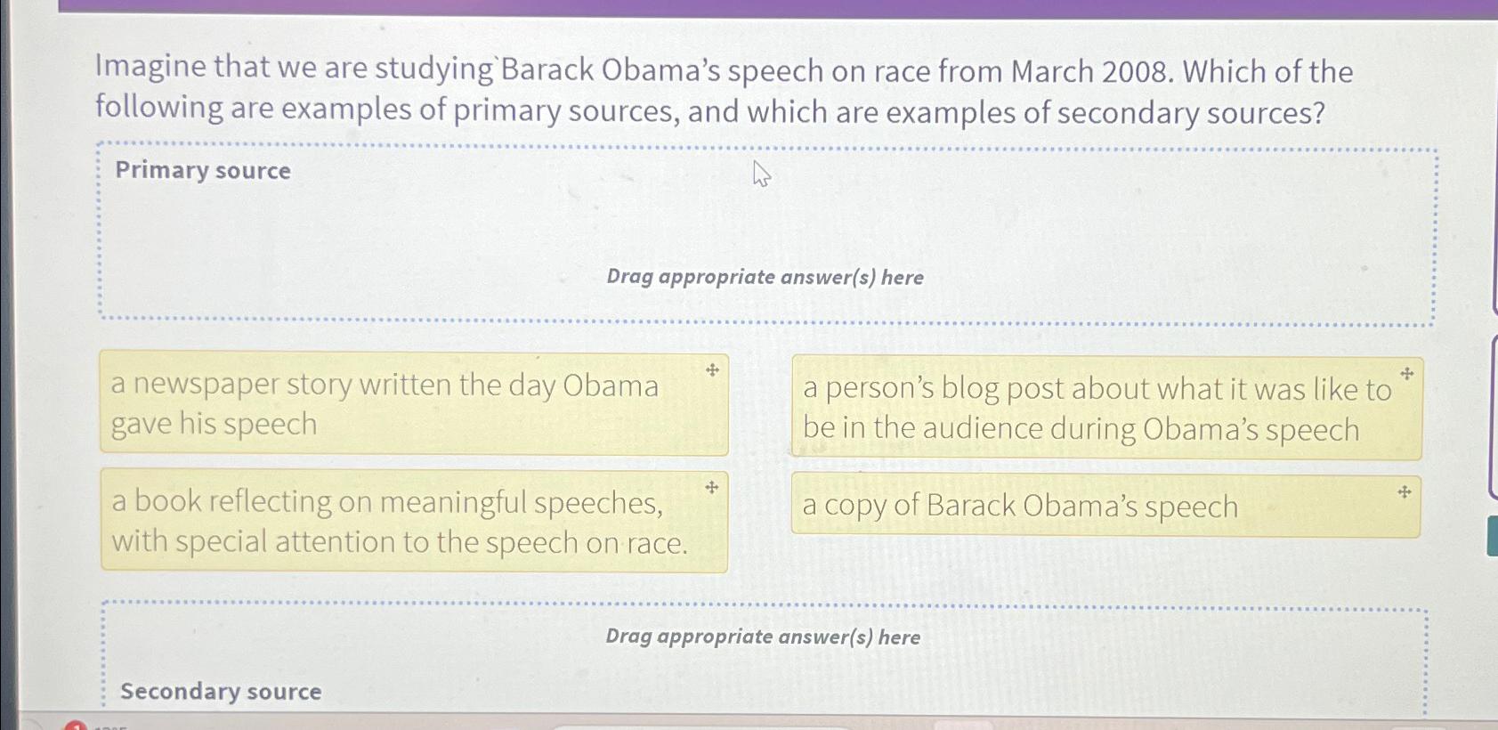 Solved Imagine that we are studying Barack Obama's speech on | Chegg.com
