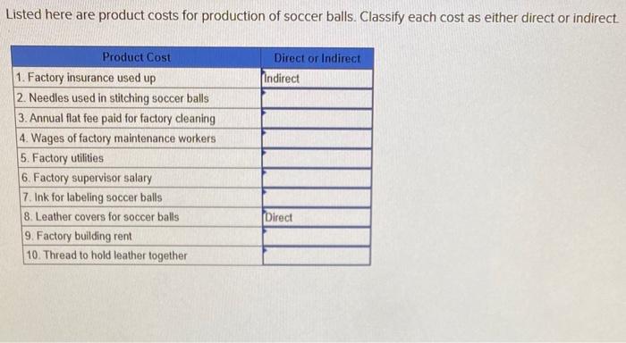 Solved Listed here are product costs for production of | Chegg.com Solved Listed here are product costs for production of | Chegg.com
