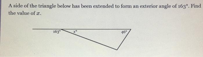 Solved A side of the triangle below has been extended to | Chegg.com
