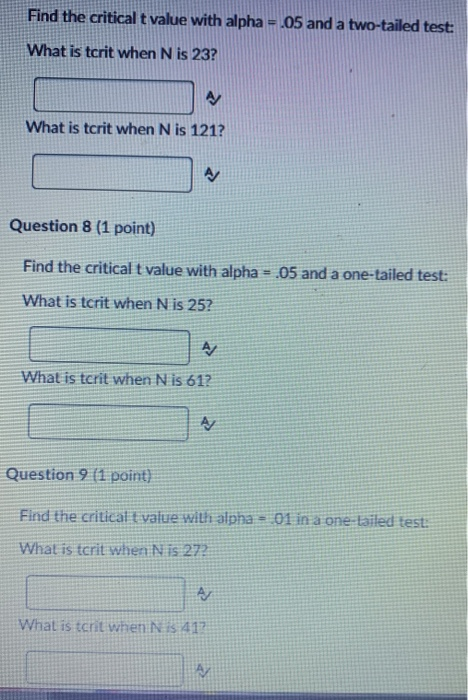 Solved Find the critical t value with alpha = .05 and a | Chegg.com