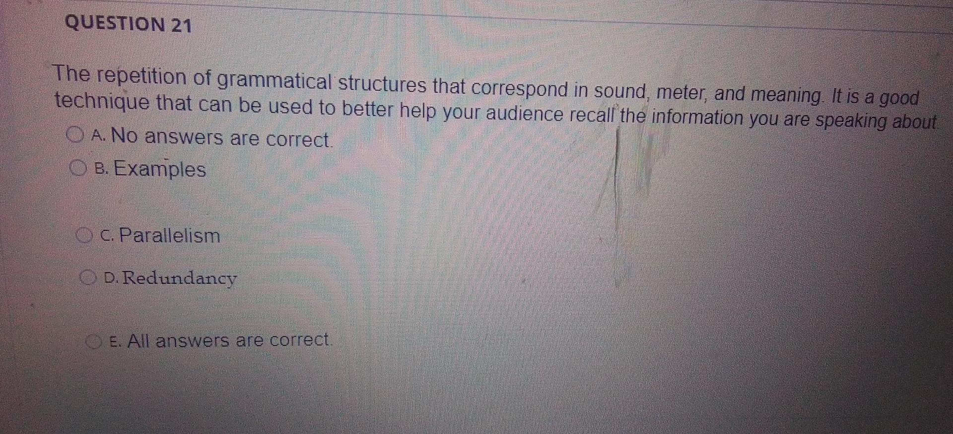 Solved QUESTION 21 The repetition of grammatical structures | Chegg.com