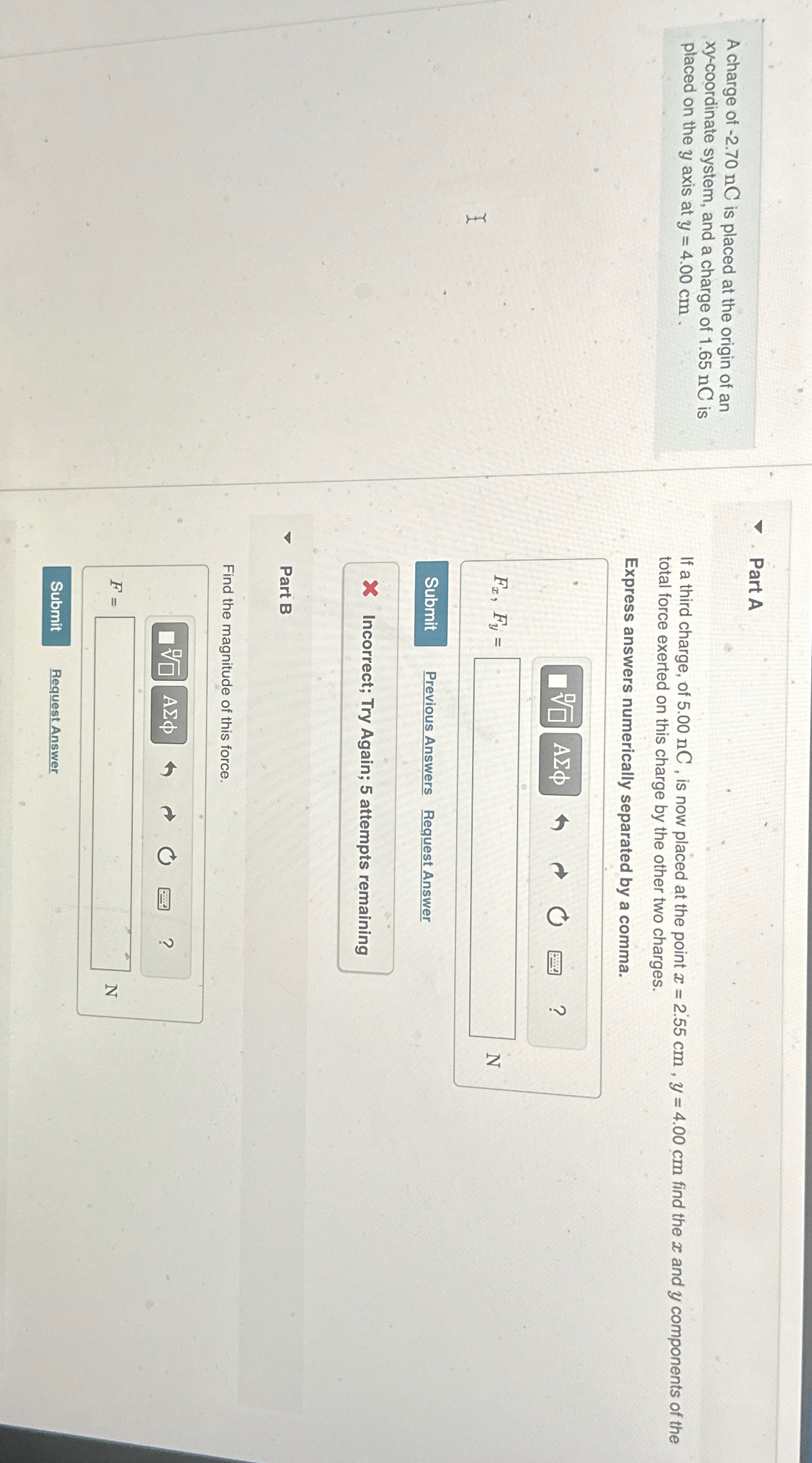 Solved A charge of -2.70nC ﻿is placed at the origin of an | Chegg.com