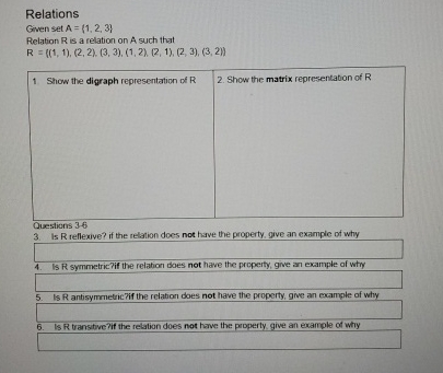 RelationsGiven set A={1,2,3}Relation R ﻿is a relation | Chegg.com