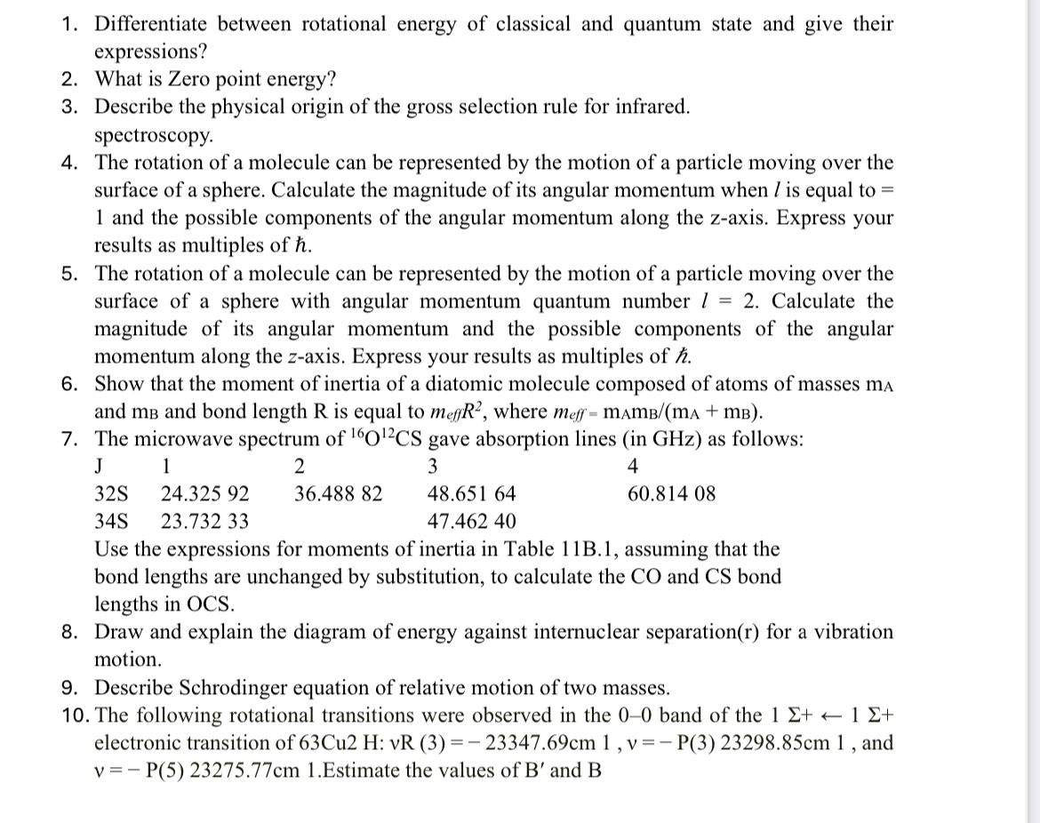 Solved Differentiate between rotational energy of classical | Chegg.com