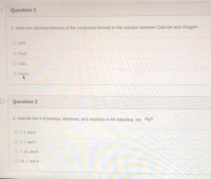Solved Question 1 1. Write the chemical formula of the | Chegg.com