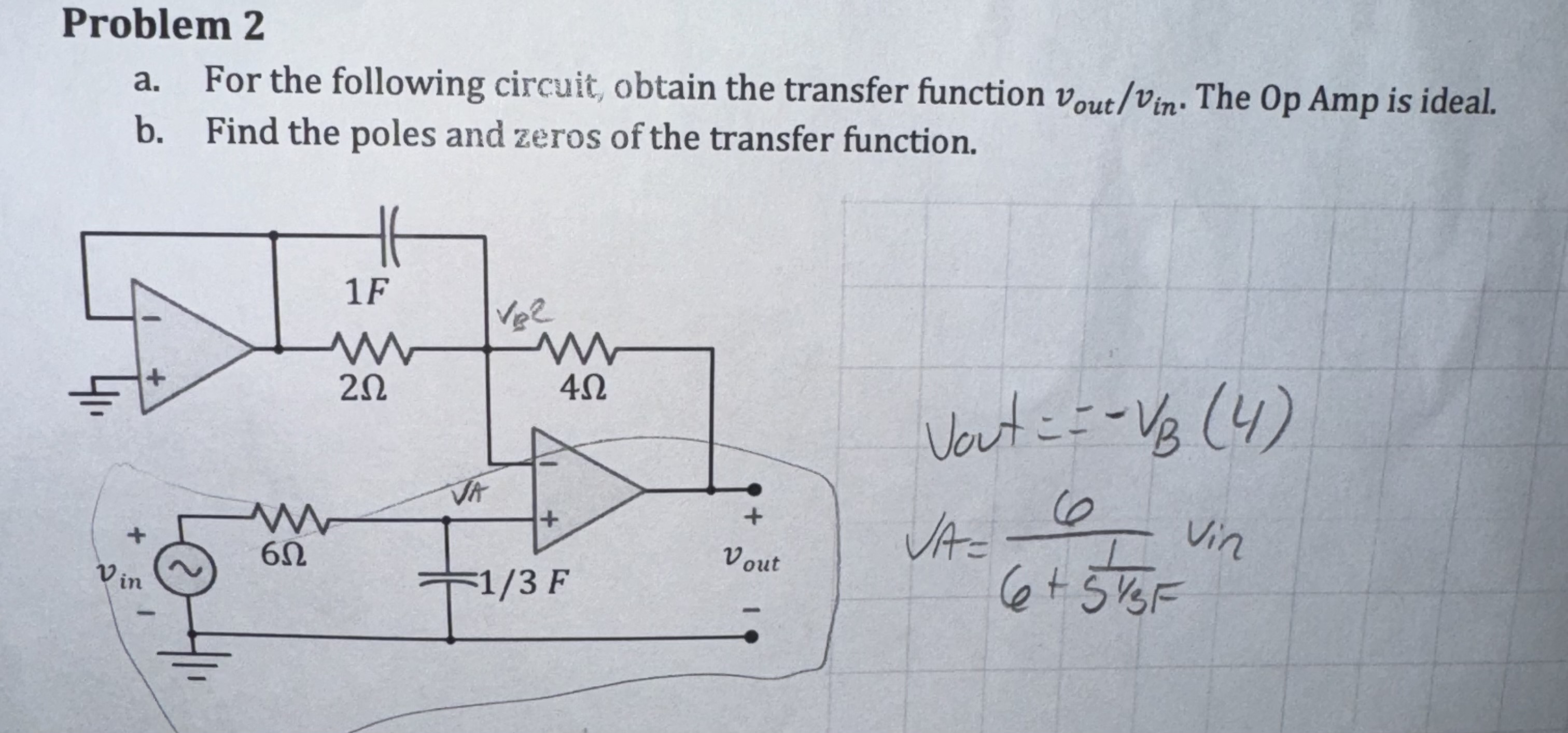 Solved Problem 2a. ﻿For the following circuit, obtain the | Chegg.com