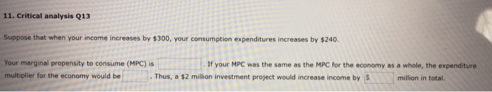 Solved 11. Critical analysis Q13 Suppose that when your | Chegg.com