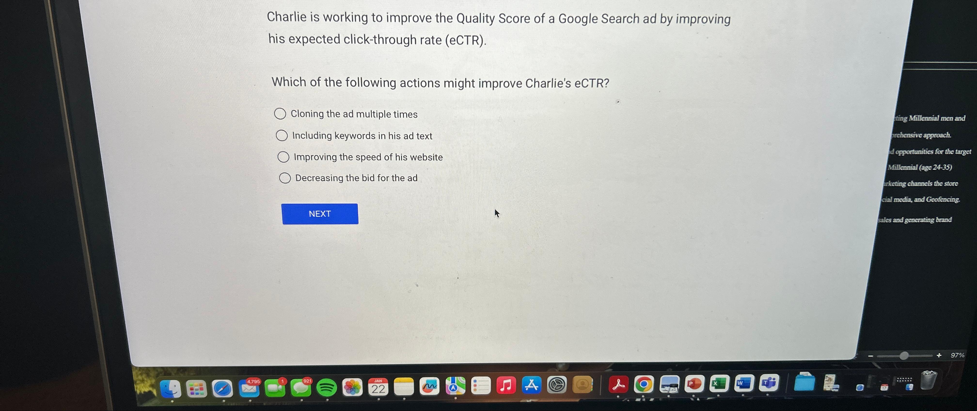Solved Charlie is working to improve the Quality Score of a | Chegg.com