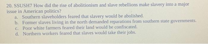 Solved 14. SSUSH7 Use the information below to answer the | Chegg.com