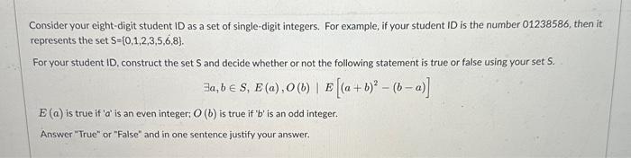 Solved Consider your eight-digit student ID as a set of | Chegg.com
