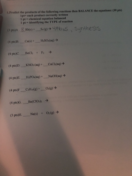 Solved 1.Predict the products of the following reactions | Chegg.com