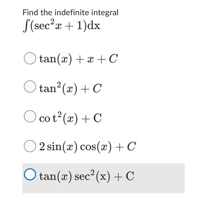 Solved Find the indefinite integral | Chegg.com