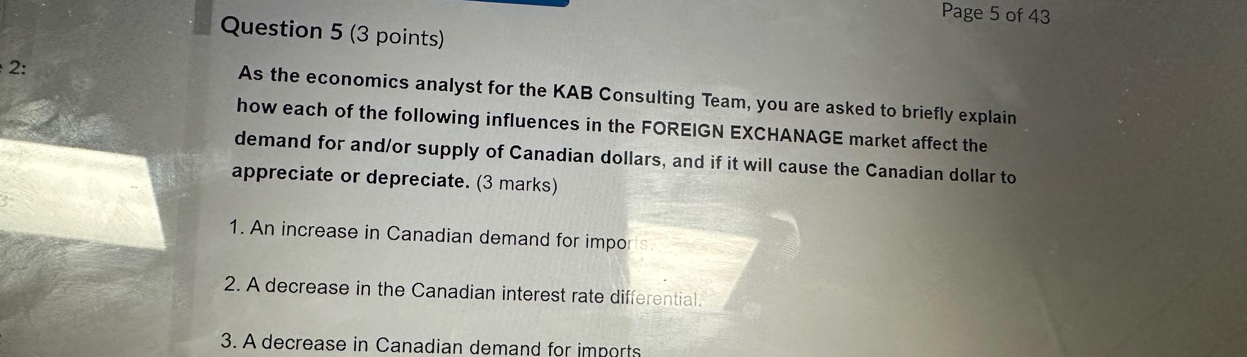 Solved Question 5 (3 ﻿points)As the economics analyst for | Chegg.com