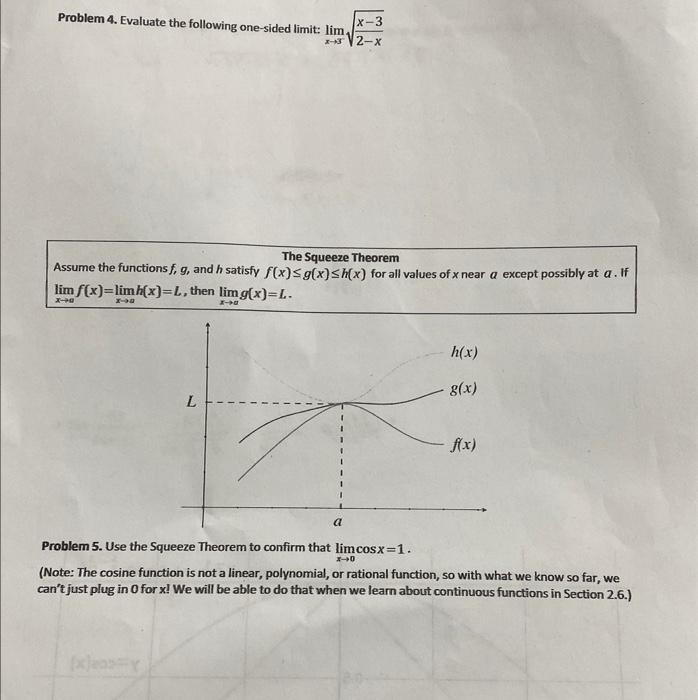Solved The Squeeze Theorem Assume the functions f,g, and h | Chegg.com