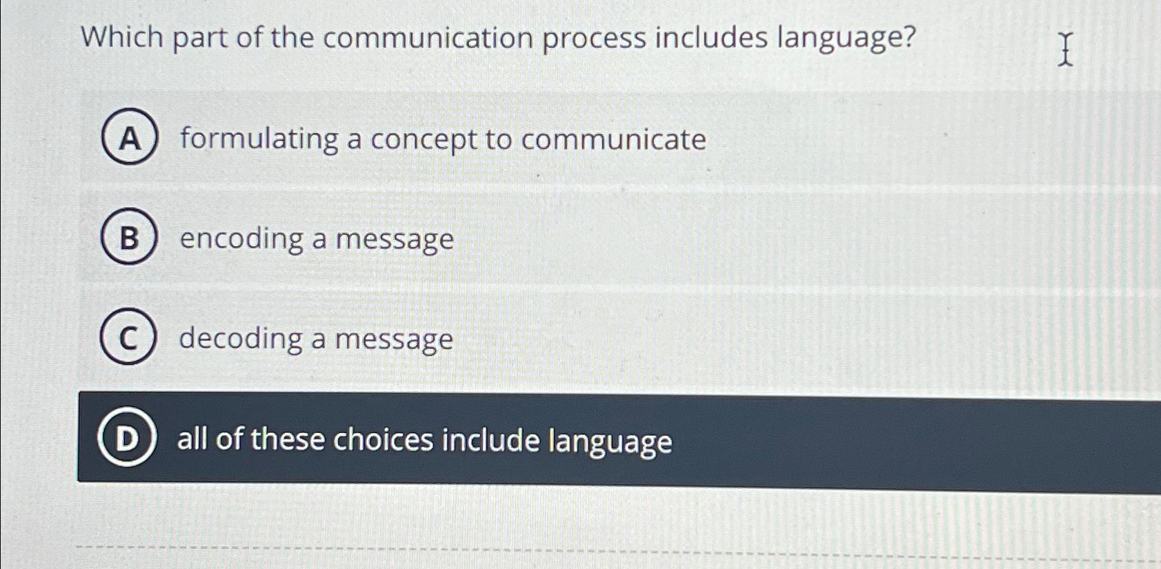 Solved Which part of the communication process includes | Chegg.com