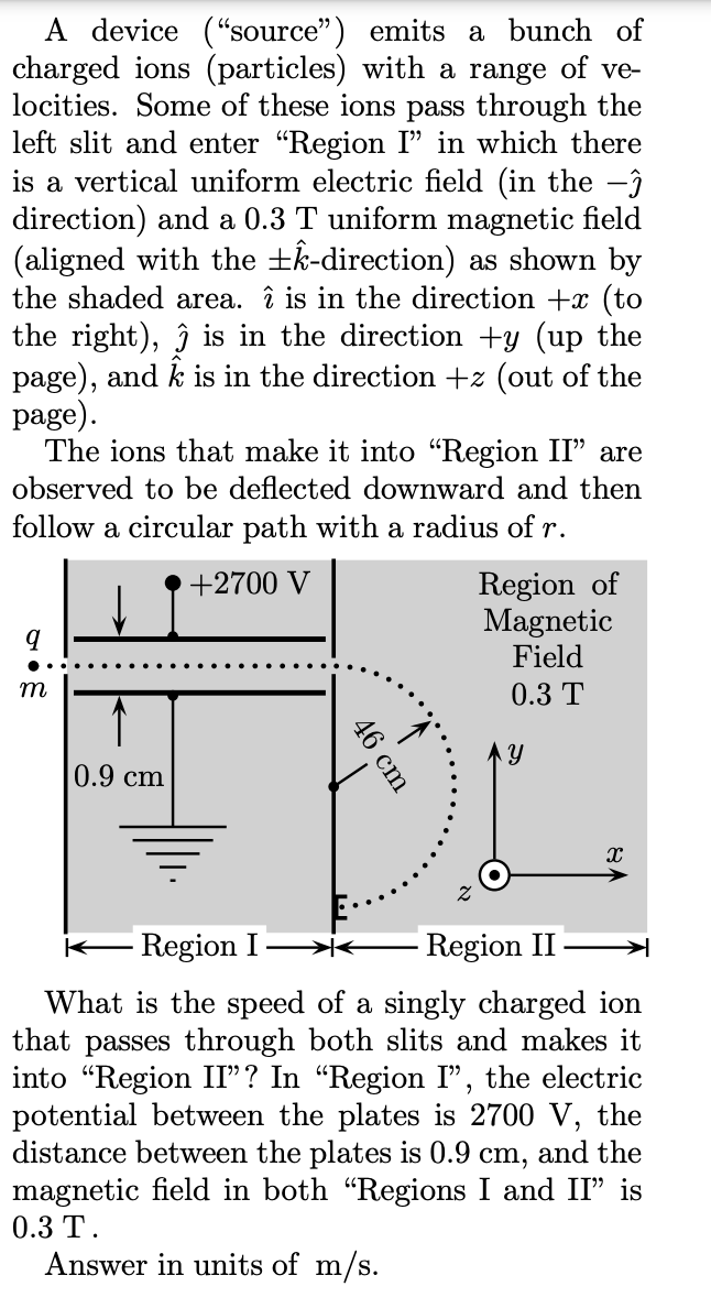 Solved A device ("source") ﻿emits a bunch of charged ions | Chegg.com