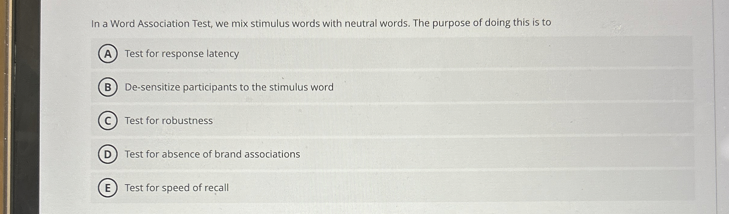 Solved In a Word Association Test, we mix stimulus words | Chegg.com