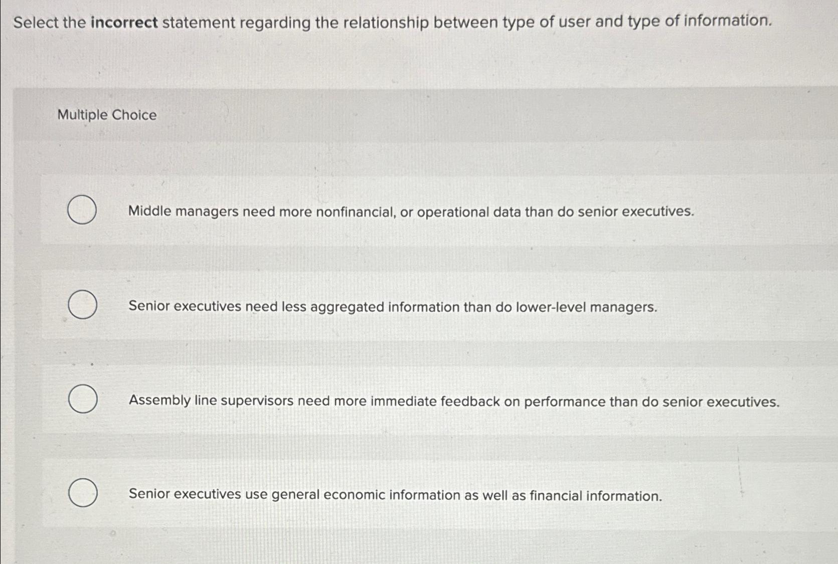 Solved Select the incorrect statement regarding the | Chegg.com