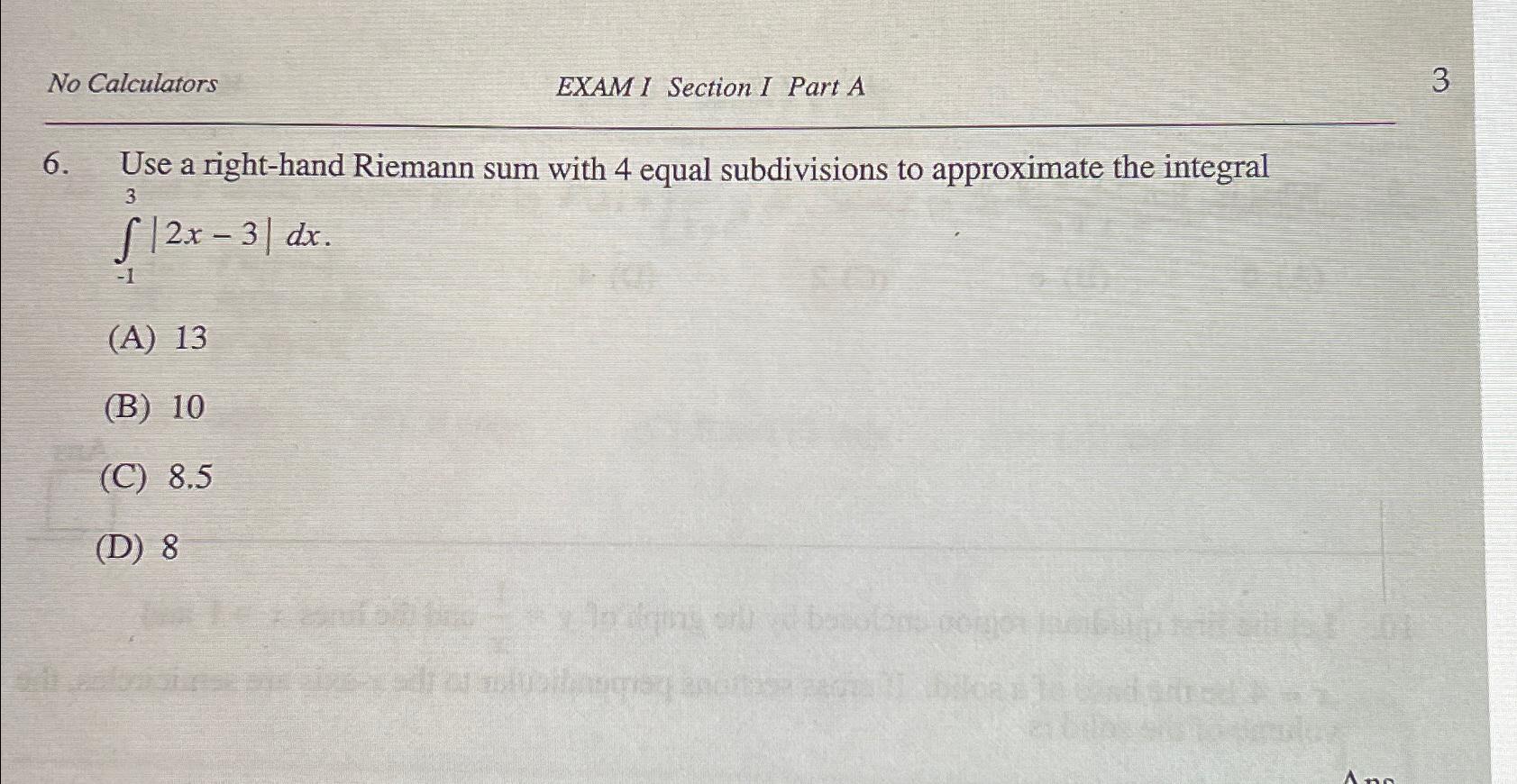 Solved No CalculatorsEXAM I Section I Part A36. ﻿Use a | Chegg.com