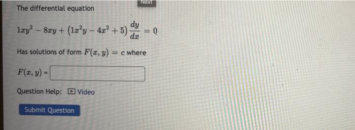 Solved The differential equation 1xy2−8xy+(1x2y−4x2+5)dxdy=0 | Chegg.com