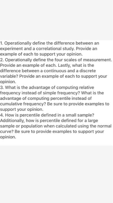 Solved 1. Operationally define the difference between an | Chegg.com