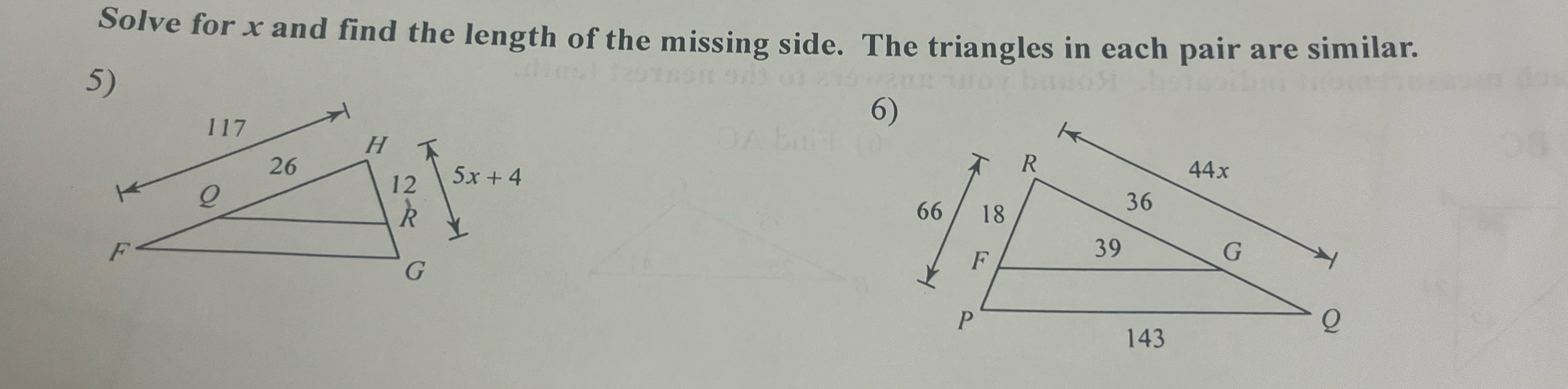 Solved Solve for x ﻿and find the length of the missing side. | Chegg.com