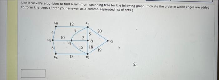 Solved Use Kruskal S Algorithm To Find A Minimum Spanning