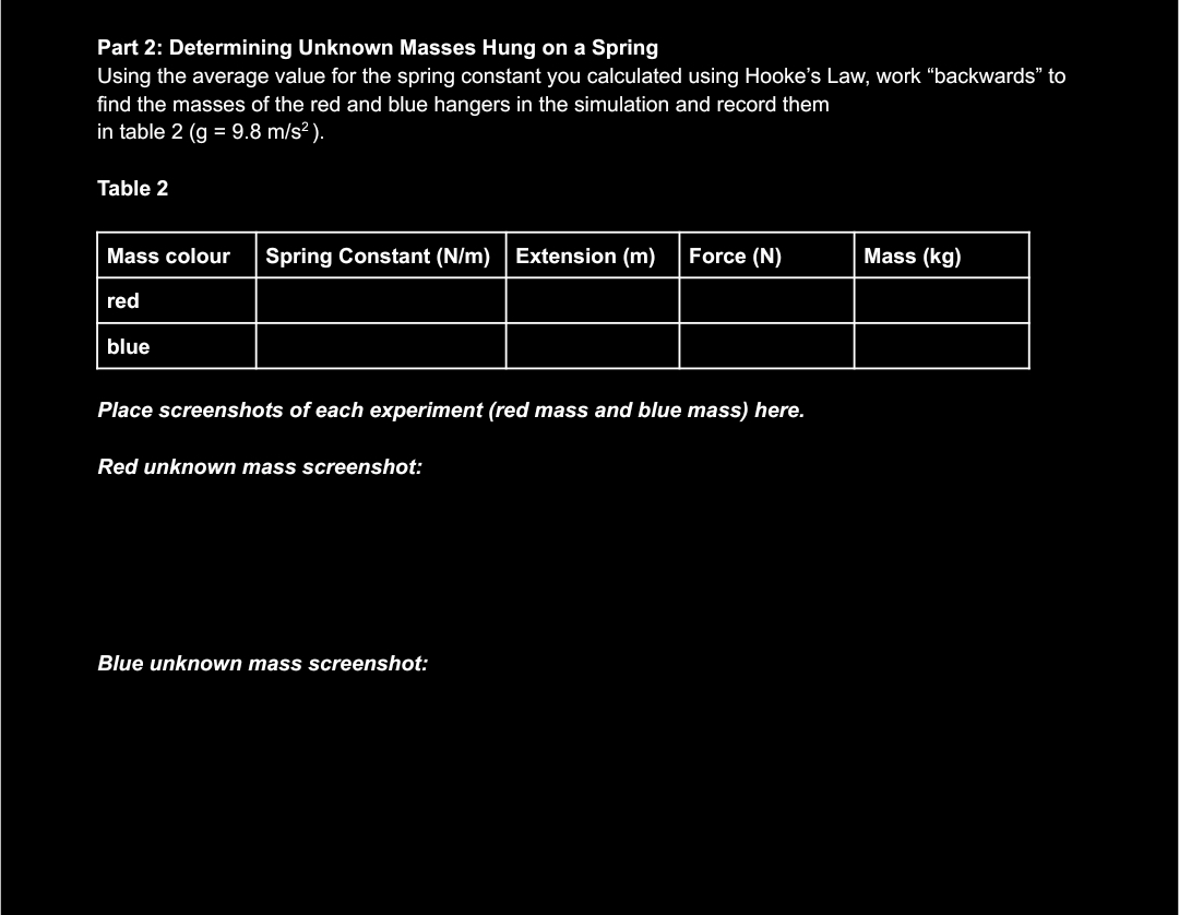 Solved U3: Lab Hooke's law and the spring constant worksheet | Chegg.com