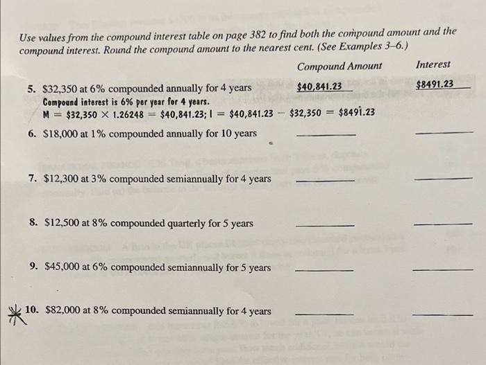 Solved Use values from the compound interest table on page | Chegg.com