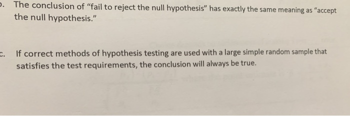 Solved 5. The conclusion of "fail to reject the null | Chegg.com
