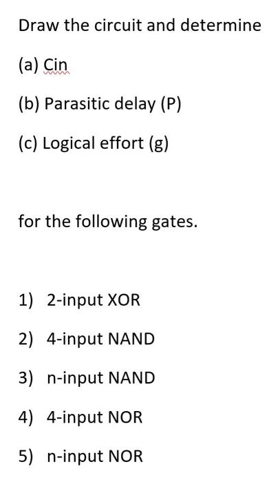Solved Draw the circuit and determine (a) Cin (b) Parasitic | Chegg.com