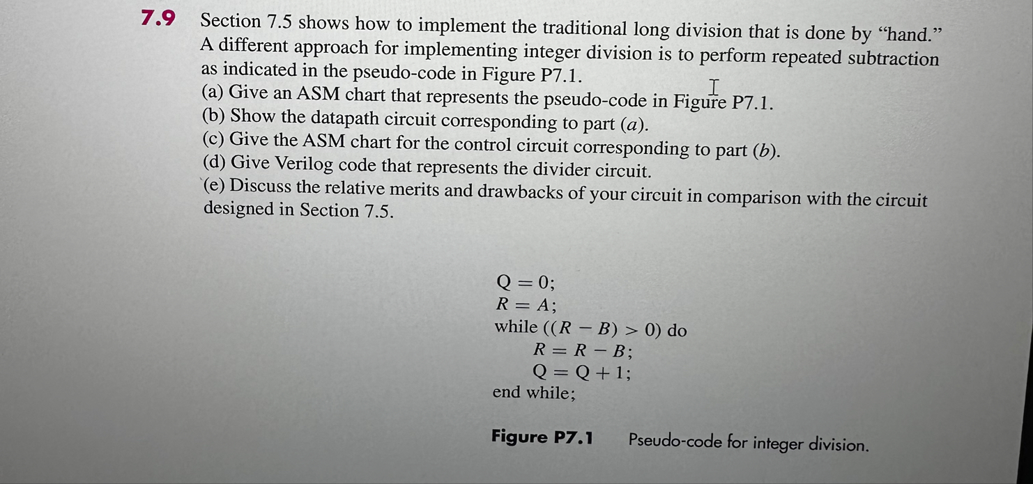 7.9 ﻿Section 7.5 ﻿shows how to implement the | Chegg.com
