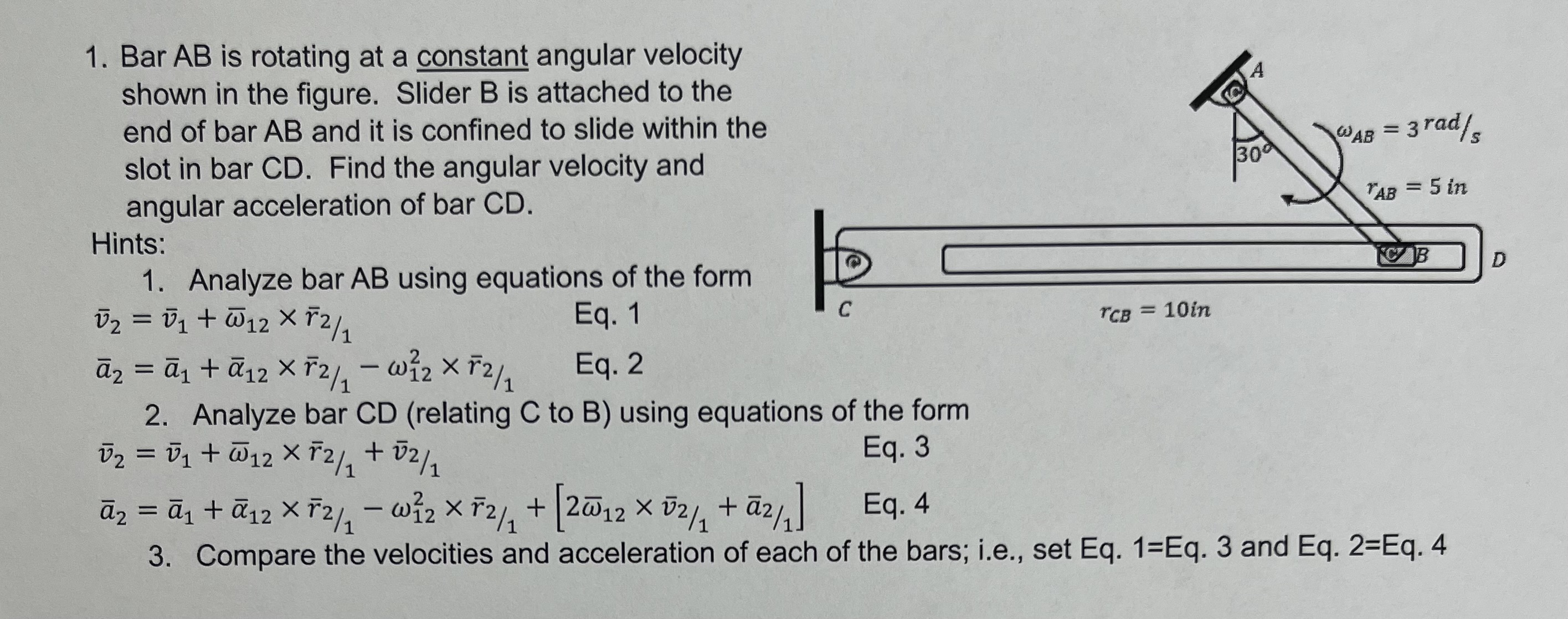 Solved Bar AB ﻿is rotating at a constant angular | Chegg.com