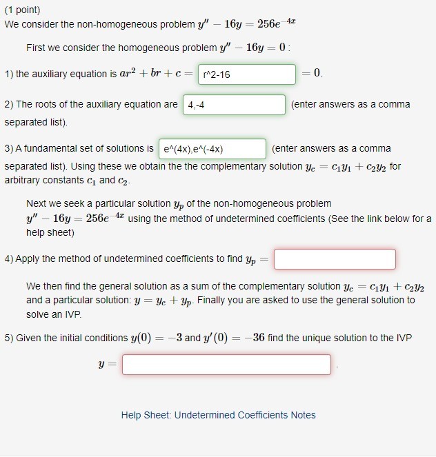Solved (1 ﻿point)We consider the non-homogeneous problem | Chegg.com