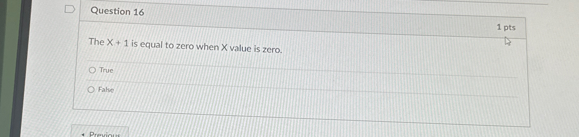 Solved Question 161 ﻿ptsThe x+1 ﻿is equal to zero when x | Chegg.com