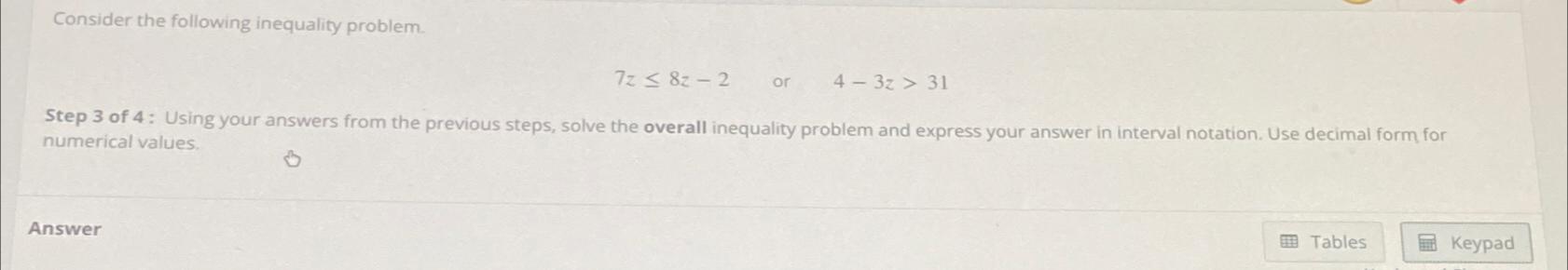 Solved Consider the following inequality | Chegg.com