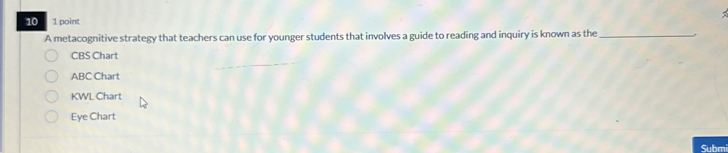Solved 10,1 ﻿pointA metacognitive strategy that teachers can | Chegg.com
