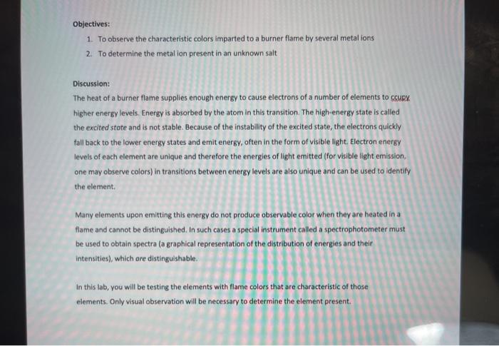 Solved Name of Name of Cation Cation Symbol Color of Flame | Chegg.com