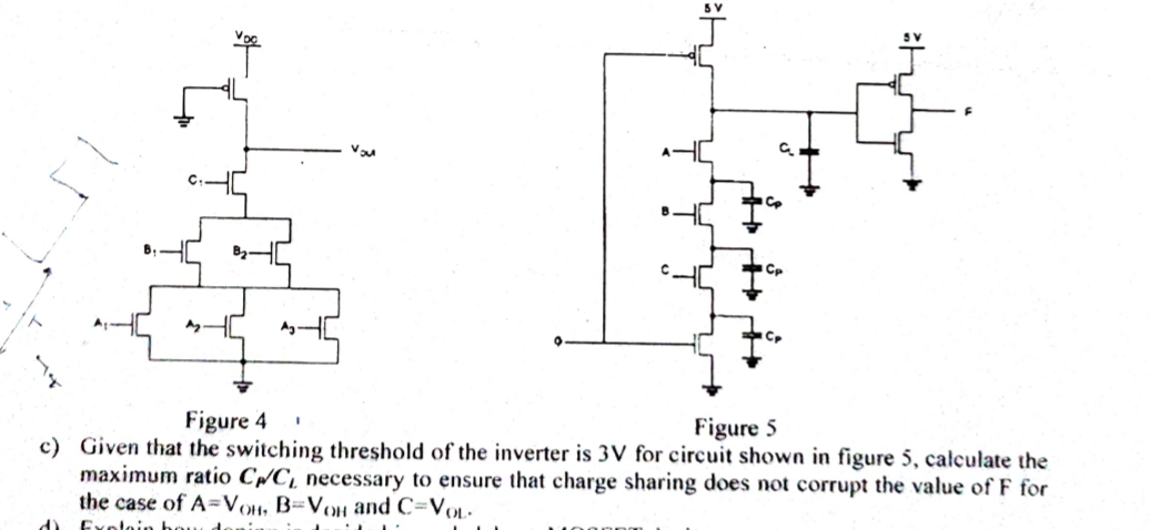 Solved c) ﻿Given that the switching threshold of the | Chegg.com