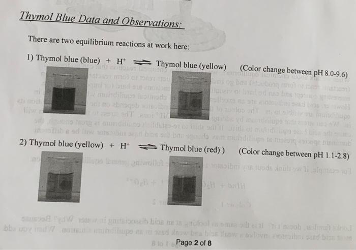 Solved Thymol Blue Data and Observations: There are two | Chegg.com