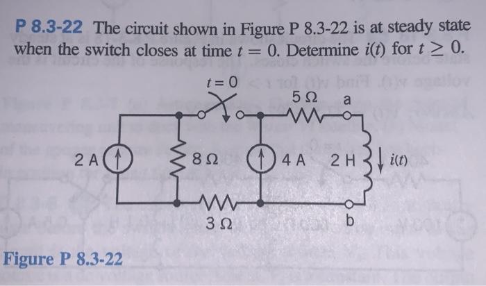 Solved P 8.3-22 The circuit shown in Figure P 8.3-22 is at | Chegg.com